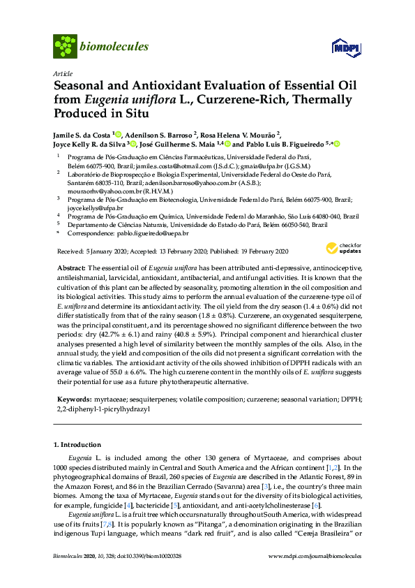 (PDF) Seasonal and Antioxidant Evaluation of Essential Oil from Eugenia ...