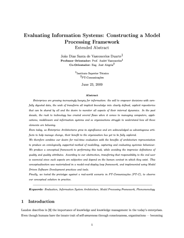 Pdf Evaluating Information Systems Constructing A Model Processing