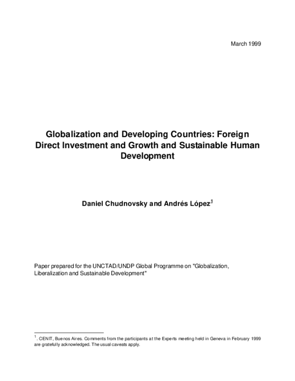 (PDF) Globalization and Developing Countries: Foreign Direct Investment ...