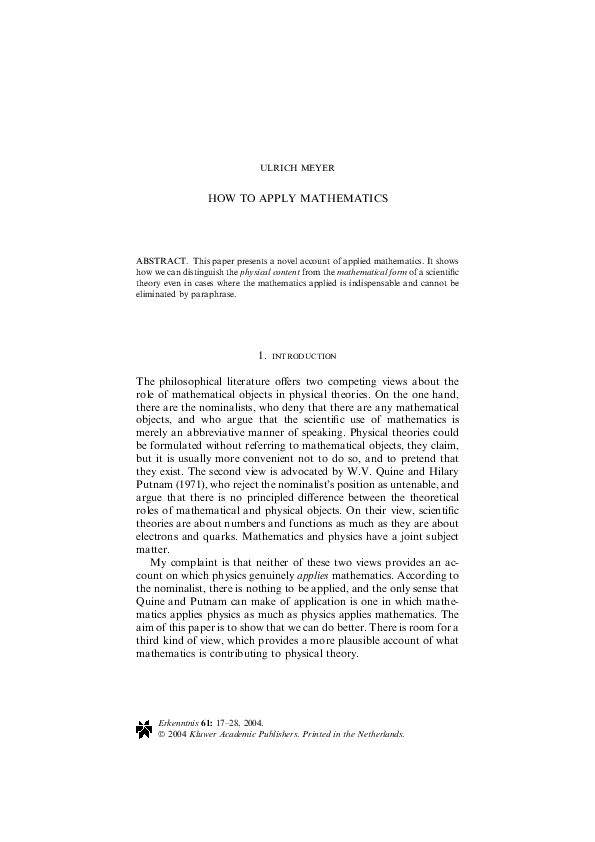 (PDF) How to Apply Mathematics
