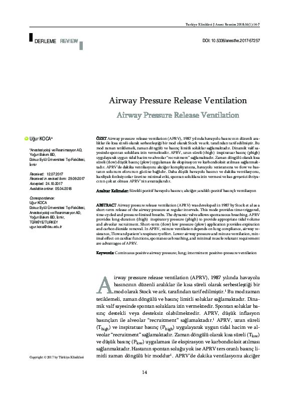 (PDF) Airway Pressure Release Ventilation