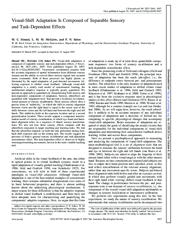 (PDF) Visual-Shift Adaptation Is Composed of Separable Sensory and Task ...