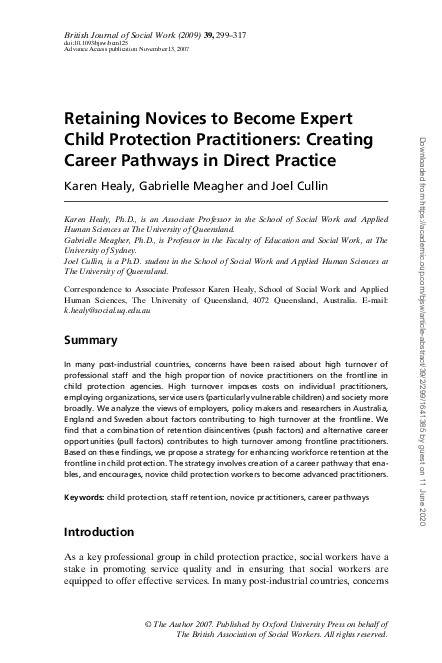 (PDF) Retaining Novices to Become Expert Child Protection Practitioners ...