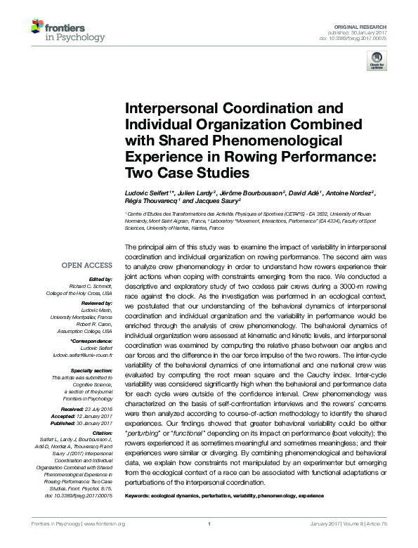 (PDF) Interpersonal Coordination and Individual Organization Combined ...