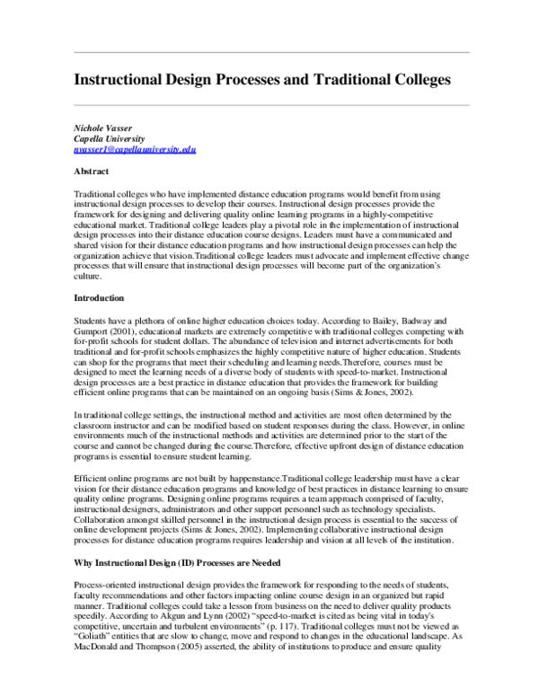 (PDF) Instructional Design Processes and Traditional Colleges