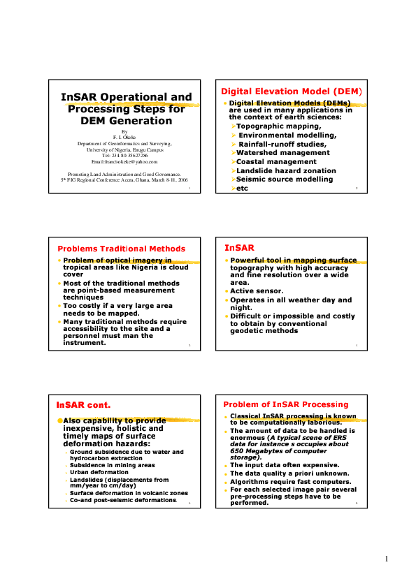 (PDF) InSAR Operational and Processing Steps for DEM Generation