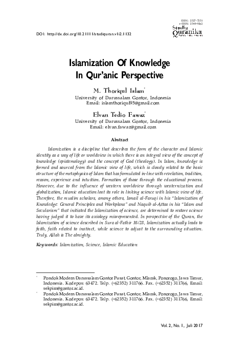 (PDF) Islamization Of Knowledge In Qur’anic Perspective