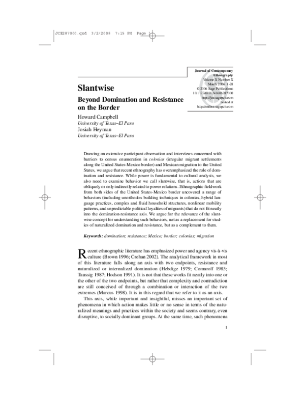 (PDF) Slantwise: Beyond Domination and Resistance on the Border ...