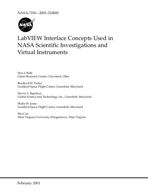 (PDF) LabVIEW Interface Concepts Used in NASA Scientific Investigations ...