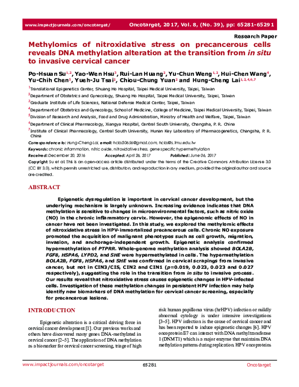 (PDF) Methylomics of nitroxidative stress on precancerous cells reveals ...