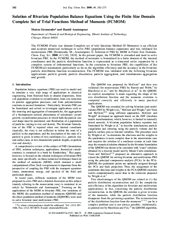 (PDF) Solution of Bivariate Population Balance Equations Using the Finite Size Domain Complete ...