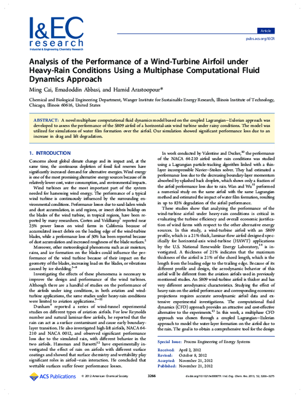 (PDF) Analysis of the Performance of a Wind-Turbine Airfoil under Heavy-Rain Conditions Using a ...