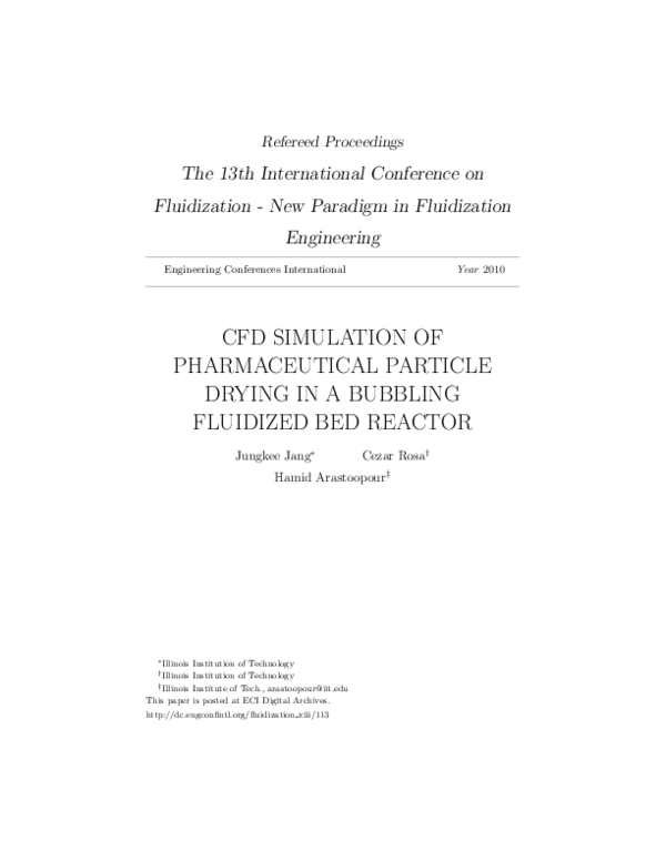 (PDF) CFD Simulation of Pharmaceutical Particle Drying in a Bubbling ...
