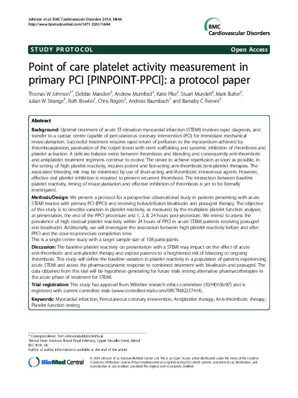 (PDF) Point of care platelet activity measurement in primary PCI ...