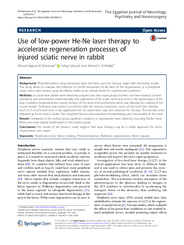(PDF) He-Ne Laser Boosts Rabbit Sciatic Nerve Repair
