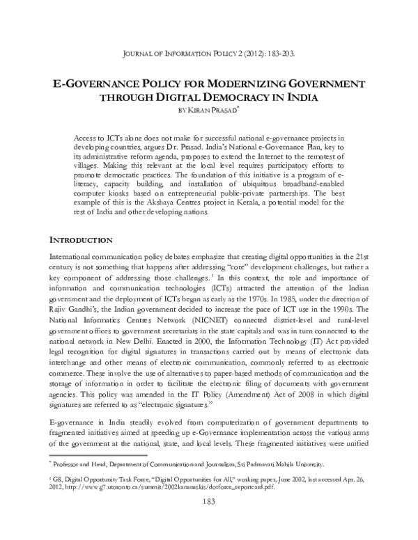 (PDF) E-Governance Policy for Modernizing Government through Digital ...