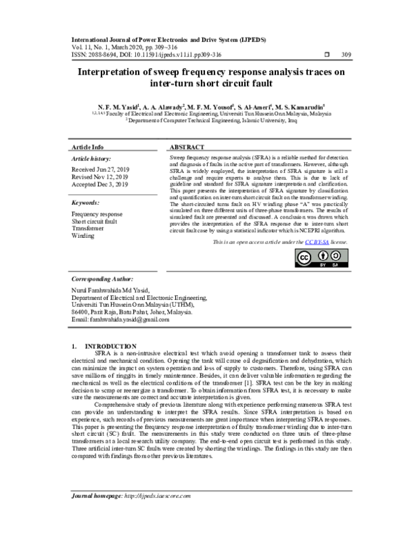 (PDF) Interpretation of sweep frequency response analysis traces on ...
