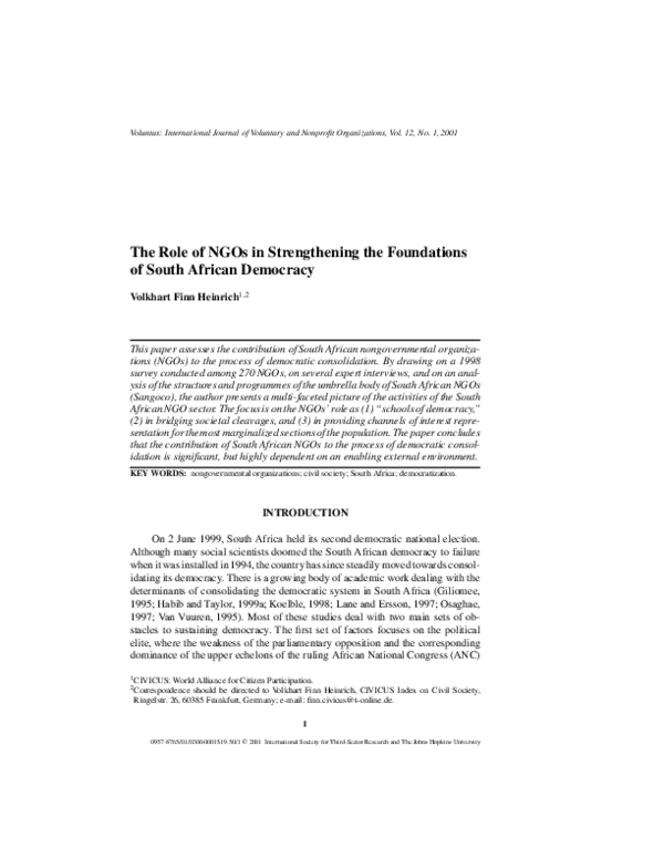 (PDF) The role of NGOs in strengthening the foundations of South ...