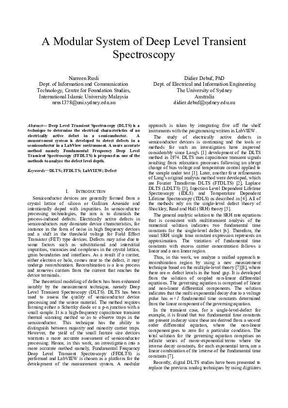 (PDF) A Modular System of Deep Level Transient Spectroscopy