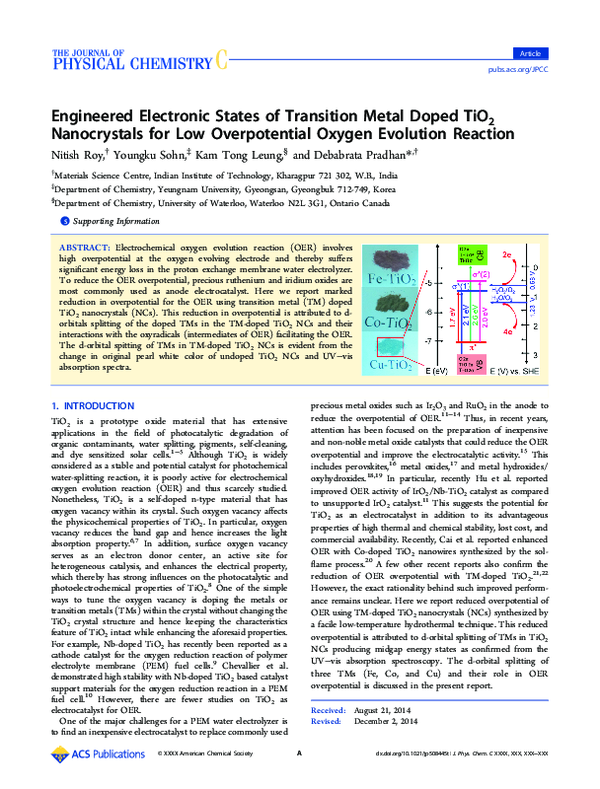(PDF) Engineered Electronic States of Transition Metal Doped TiO 2 ...