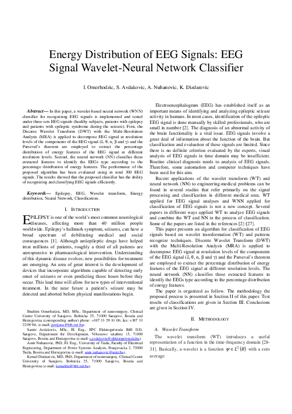 (PDF) Energy Distribution of EEG Signals: EEG Signal Wavelet-Neural Network Classifier