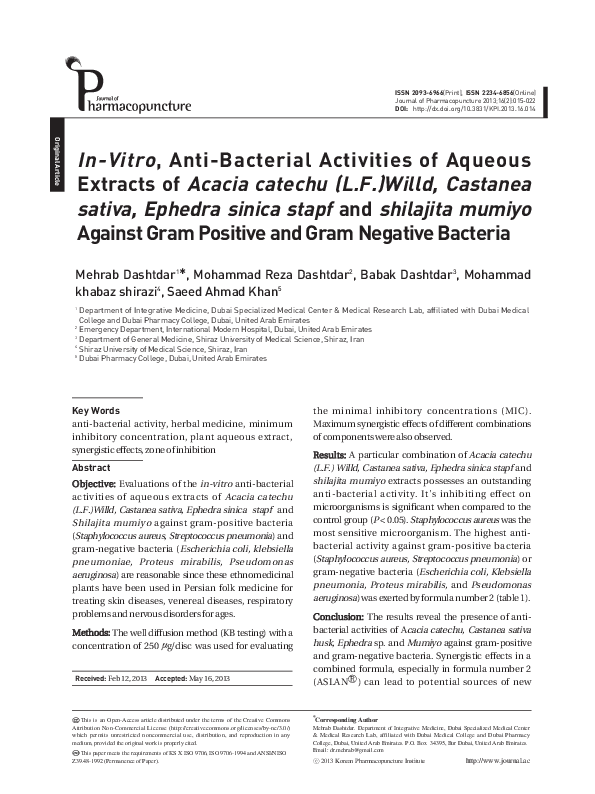 (PDF) In-Vitro, Anti-Bacterial Activities of Aqueous Extracts of Acacia catechu (L.F.)Willd ...