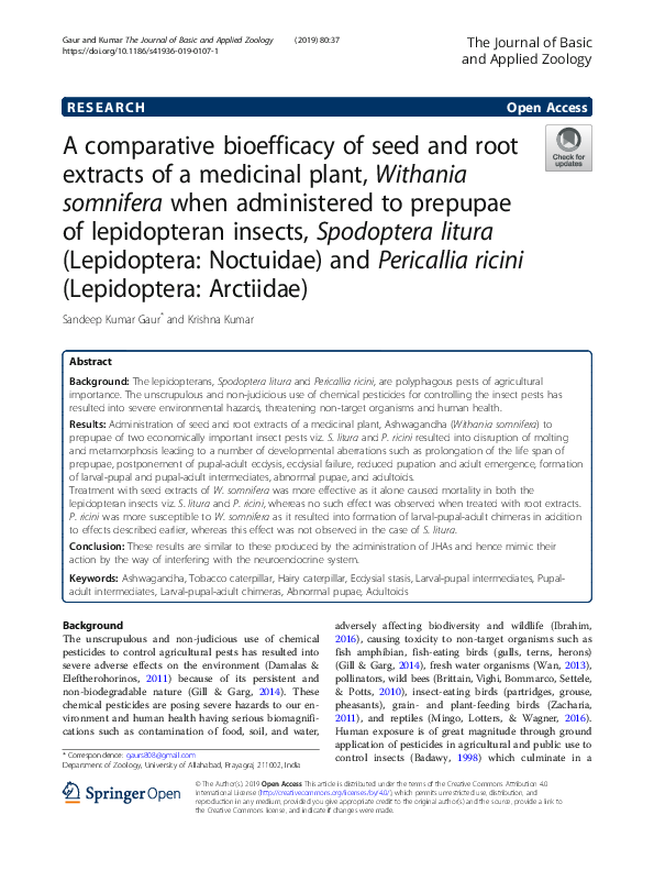 (PDF) A comparative bioefficacy of seed and root extracts of a ...