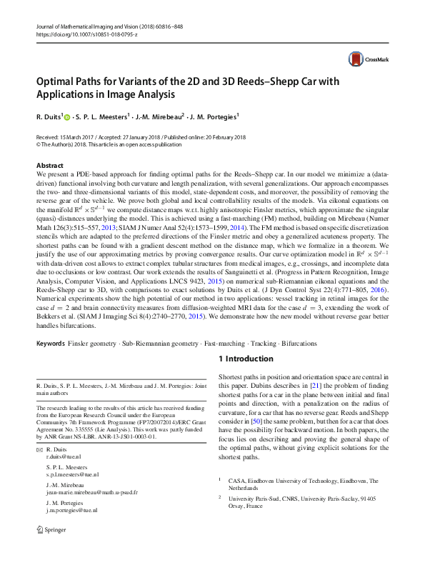 (PDF) Optimal Paths for Variants of the 2D and 3D Reeds–Shepp Car with ...
