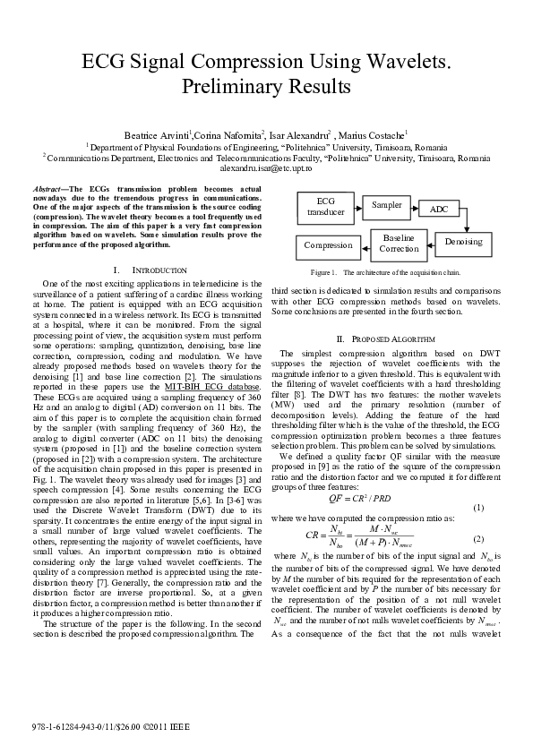 (PDF) ECG signal compression using wavelets. Preliminary results