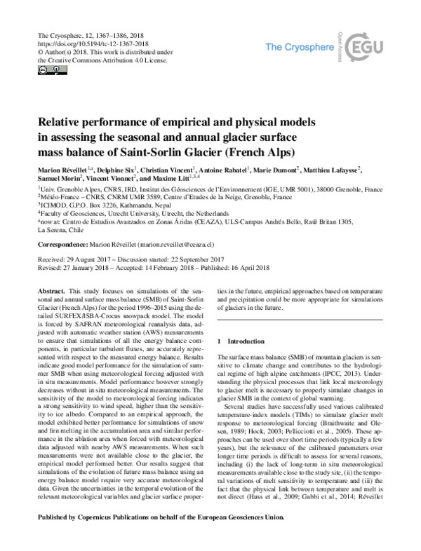 Pdf Relative Performance Of Empirical And Physical Models In