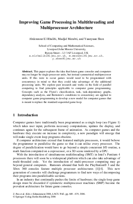 Pdf Improving Game Processing In Multithreading And Multiprocessor Architecture