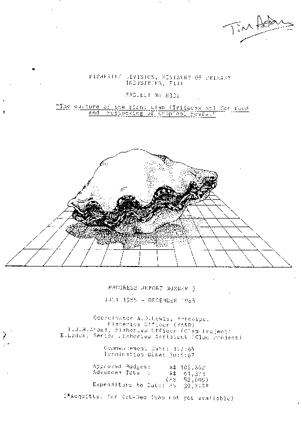 (PDF) Giant clam project progress report