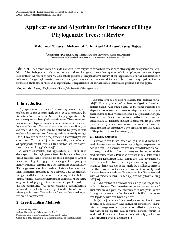 Pdf Applications And Algorithms For Inference Of Huge Phylogenetic