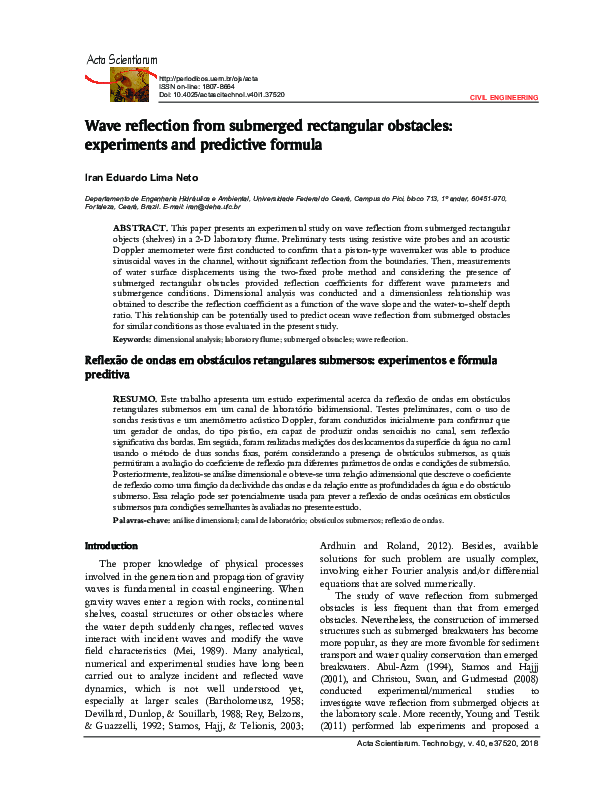 Pdf Wave Reflection From Submerged Rectangular Obstacles Experiments And Predictive Formula