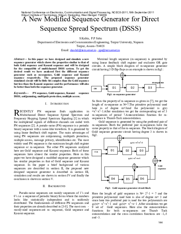 (PDF) A New Modified Sequence Generator for Direct Sequence Spread ...