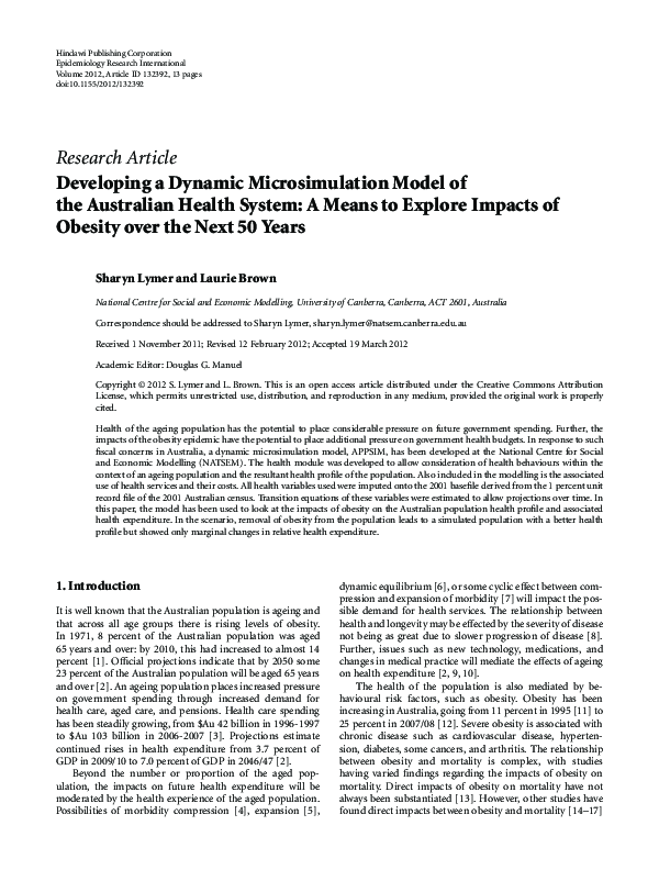 (PDF) Developing a Dynamic Microsimulation Model of the Australian ...