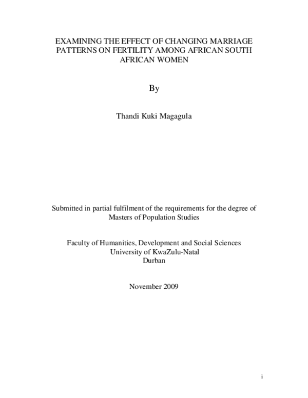 (PDF) Examining the effect of changing marriage patterns on fertility ...