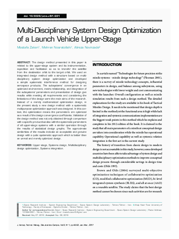 (PDF) Multidisciplinary System Design Optimization (MSDO)