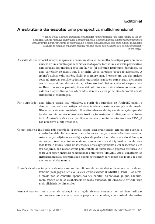 (PDF) A estrutura da escola: uma perspectiva multidimensional