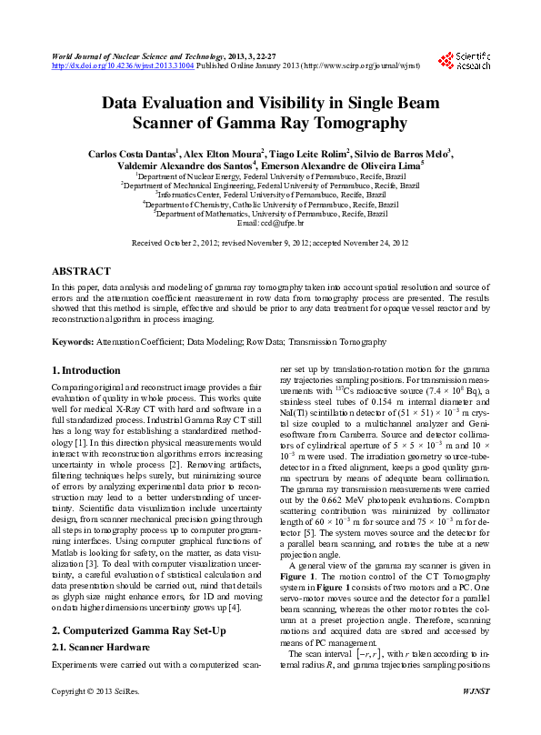 (PDF) Data Evaluation and Visibility in Single Beam Scanner of Gamma ...