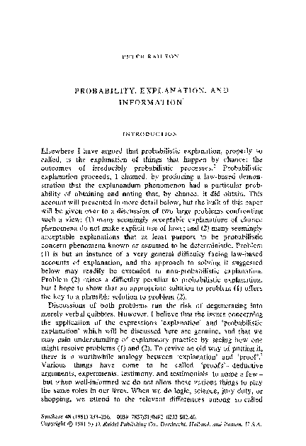 (PDF) Probability, explanation, and information