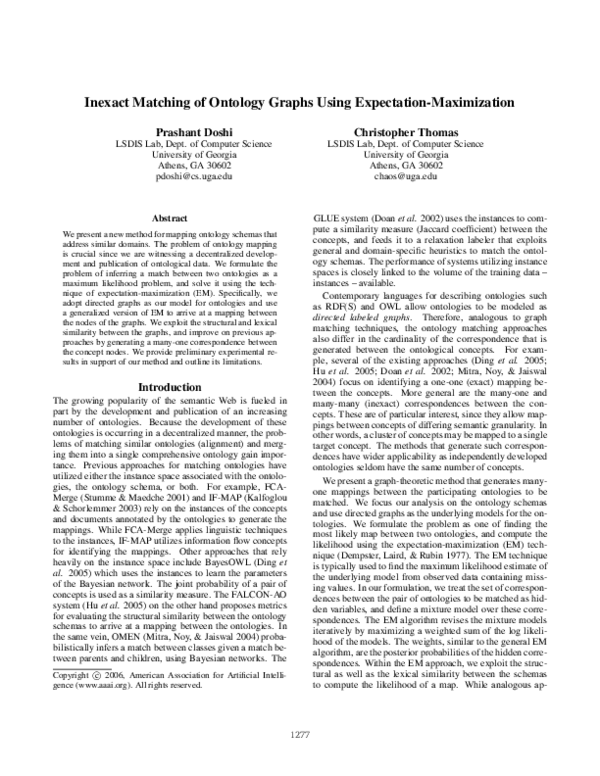 (PDF) Inexact matching of ontology graphs using expectation-maximization