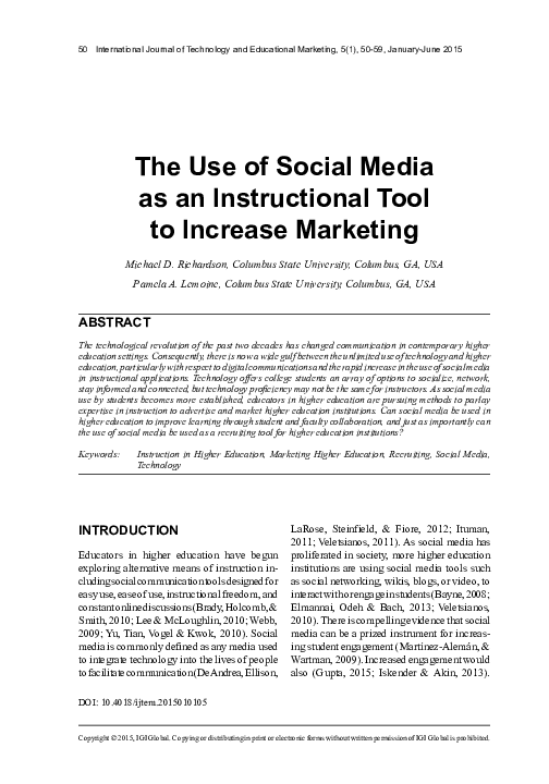 (PDF) The Use of Social Media as an Instructional Tool to Increase ...