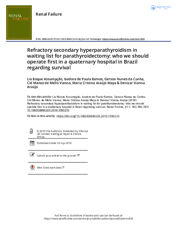(PDF) Refractory secondary hyperparathyroidism in waiting list for ...