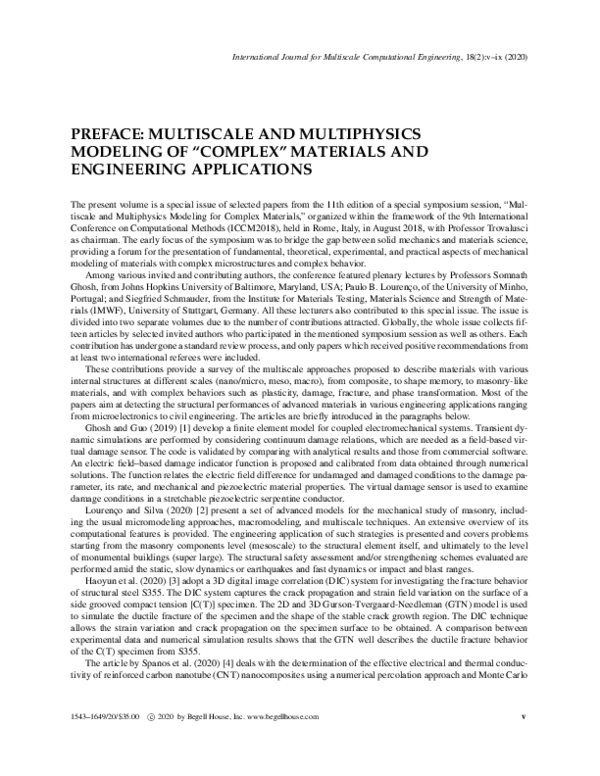 (PDF) Preface: Multiscale and Multiphysics Modeling of "Complex" Materials and Engineering ...