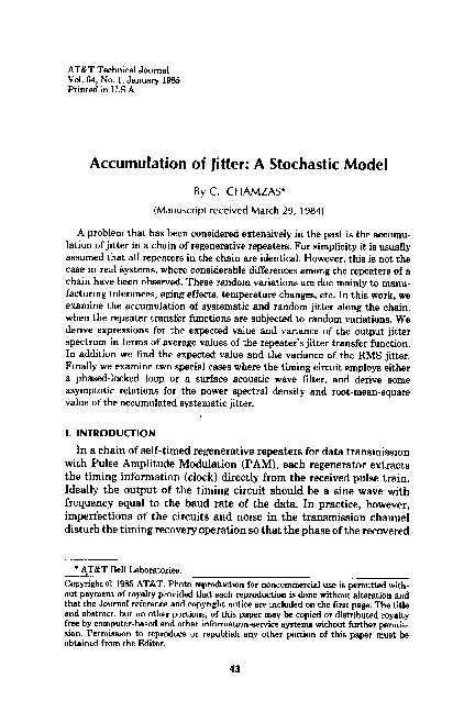 (PDF) Accumulation of Jitter: A Stochastic Model