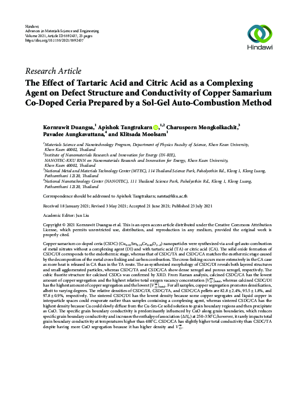 (PDF) The Effect of Tartaric Acid and Citric Acid as a Complexing Agent ...