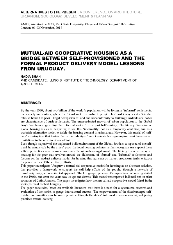 (DOC) Mutual-Aid Cooperative Housing as a Bridge between Self ...