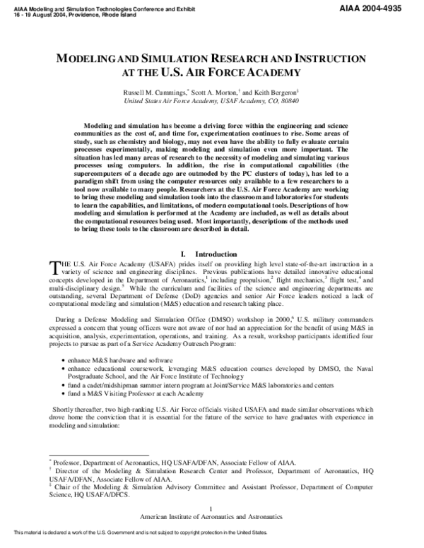 (PDF) Modeling & Simulation Research and Instruction at the U.S. Air ...