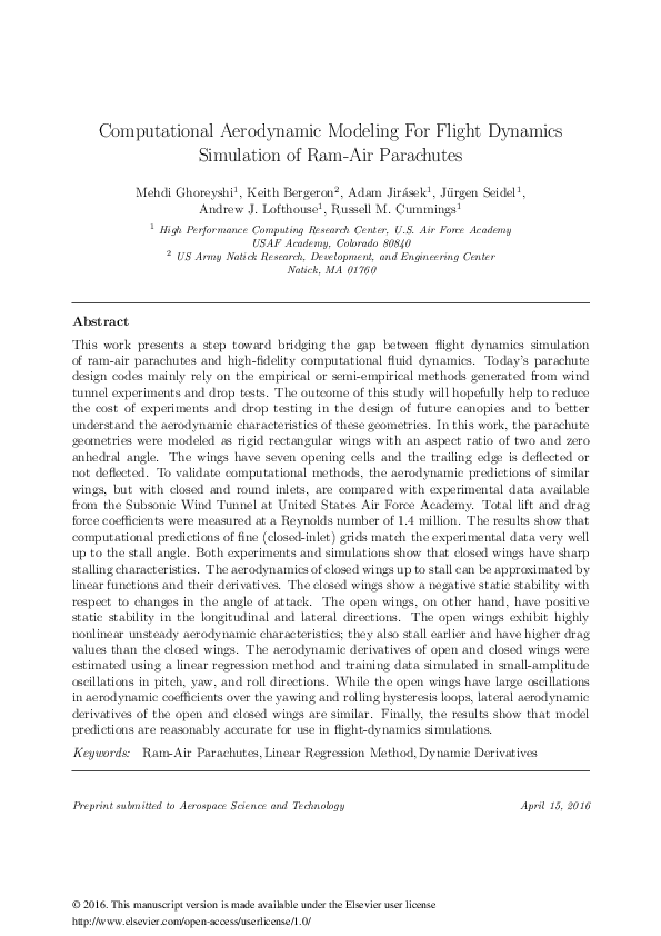 Pdf Computational Aerodynamic Modeling For Flight Dynamics Simulation